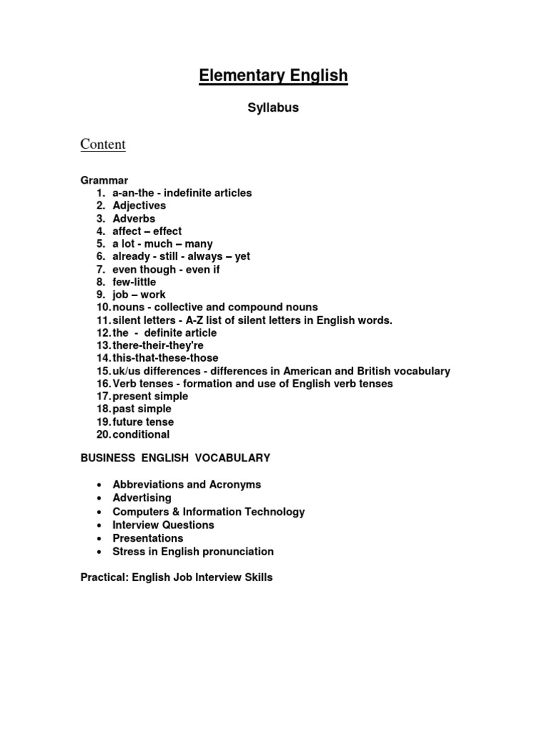 Elementary English For College Elementary English Tutorial Grammar A An ...