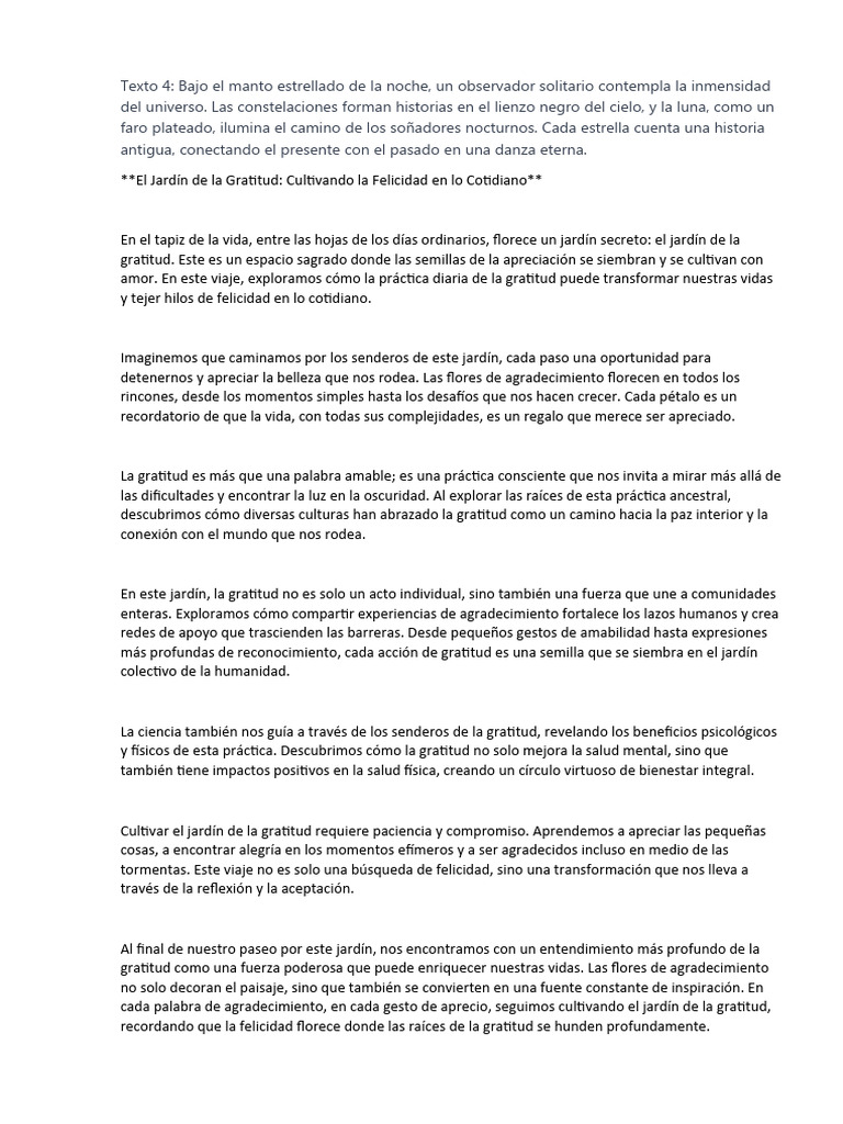 Texto 4 | PDF | Gratitud | Felicidad