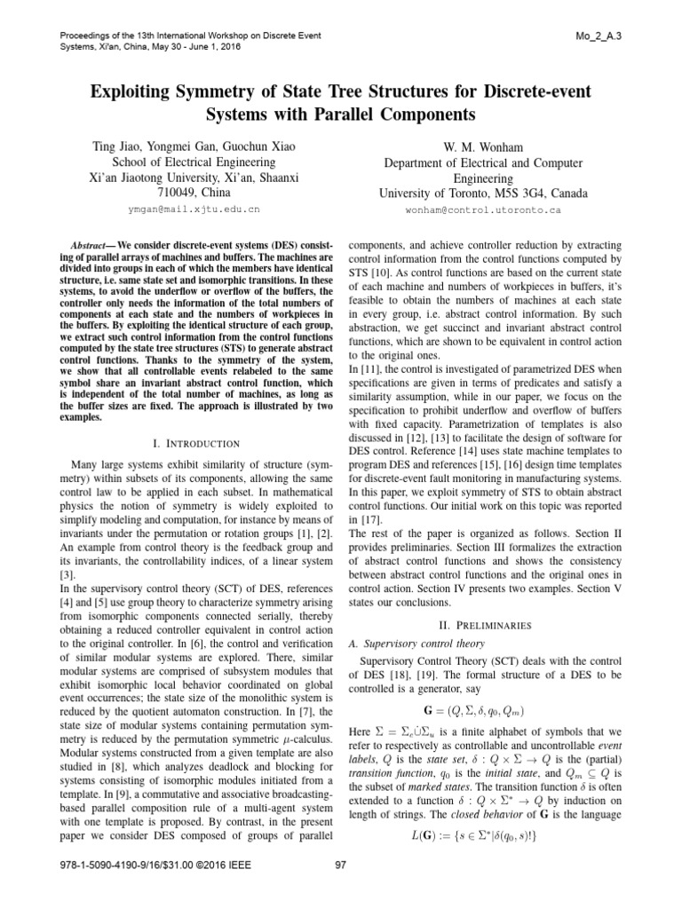 Exploiting Symmetry of State Tree Structures For Dsicrete Event Systems ... Exploiting Symmetry of State Tree Structures For Dsicrete Event Systems ...
