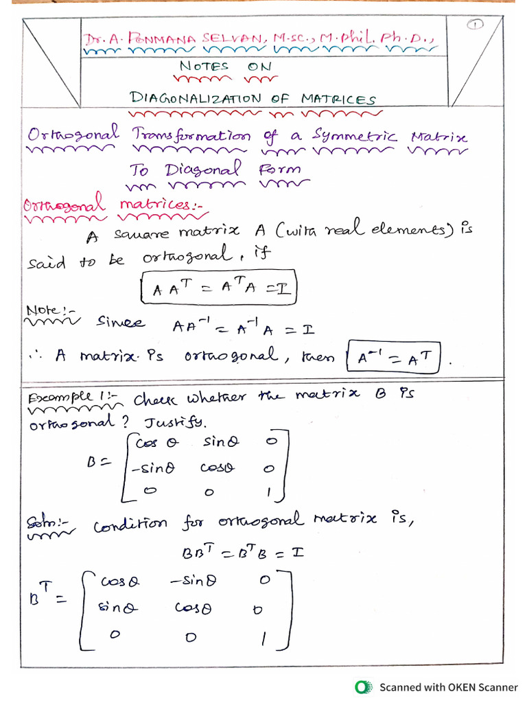 Unit 1 - Matrices - Diagonalization | PDF