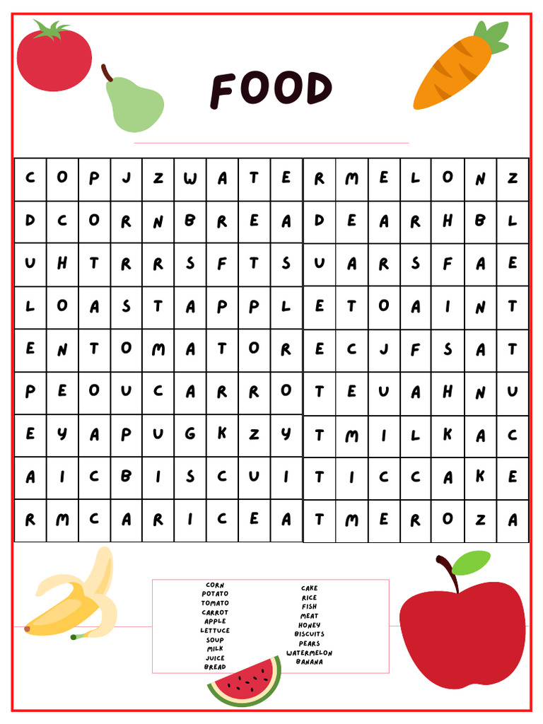 Sopa de Letras Comida | PDF