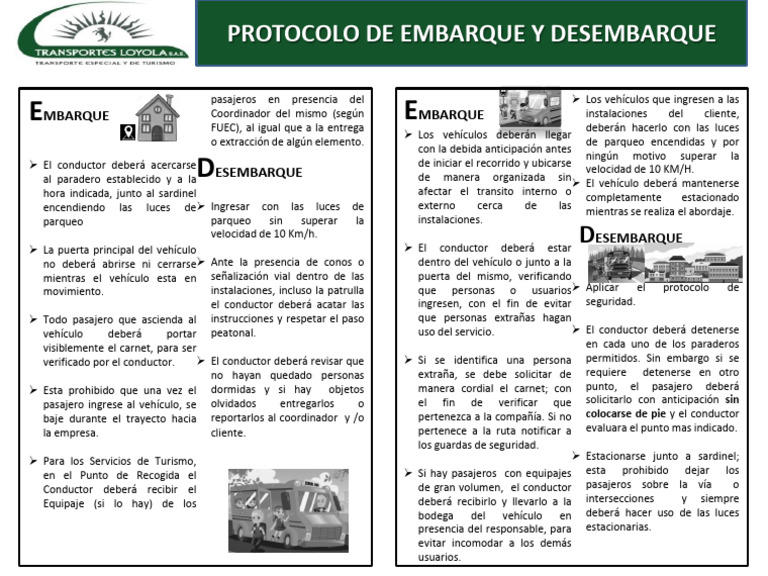 Instructivo de Embarque y Desembarque | PDF | Estacionamiento | Transporte