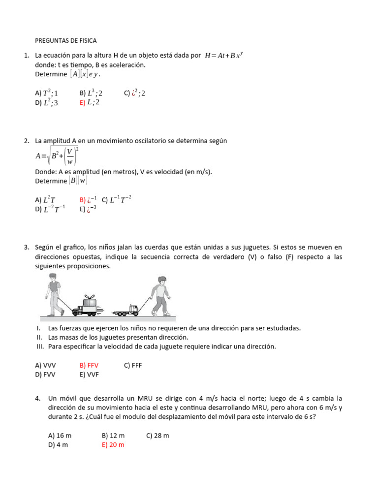 PREGUNTAS DE FISICA | PDF
