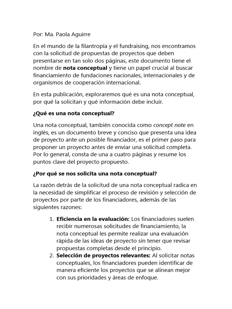 Guía para Crear una Nota Conceptual | PDF