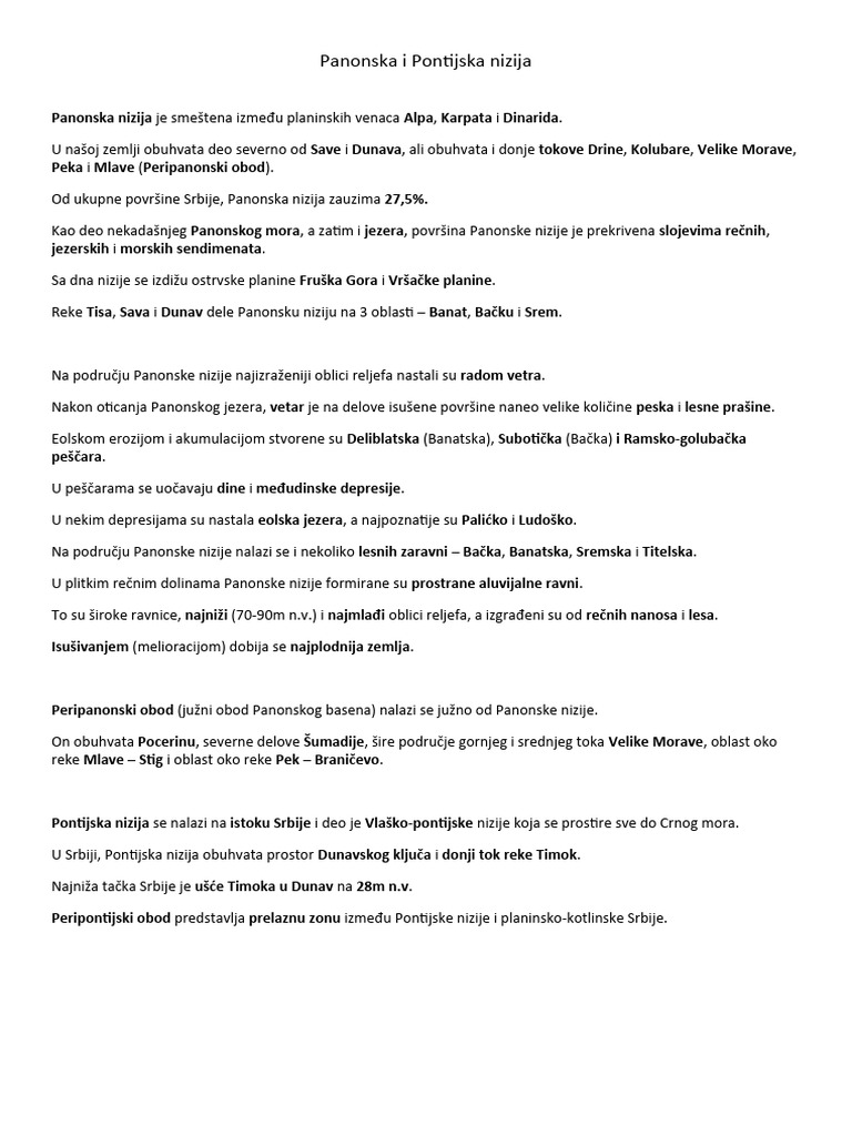 Panonska I Pontijska Nizija | PDF