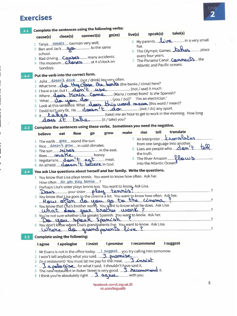 Exercises Unit 2 | PDF