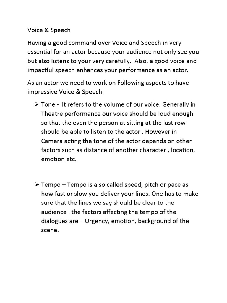 Voice & Speech | PDF | Actor | Speech