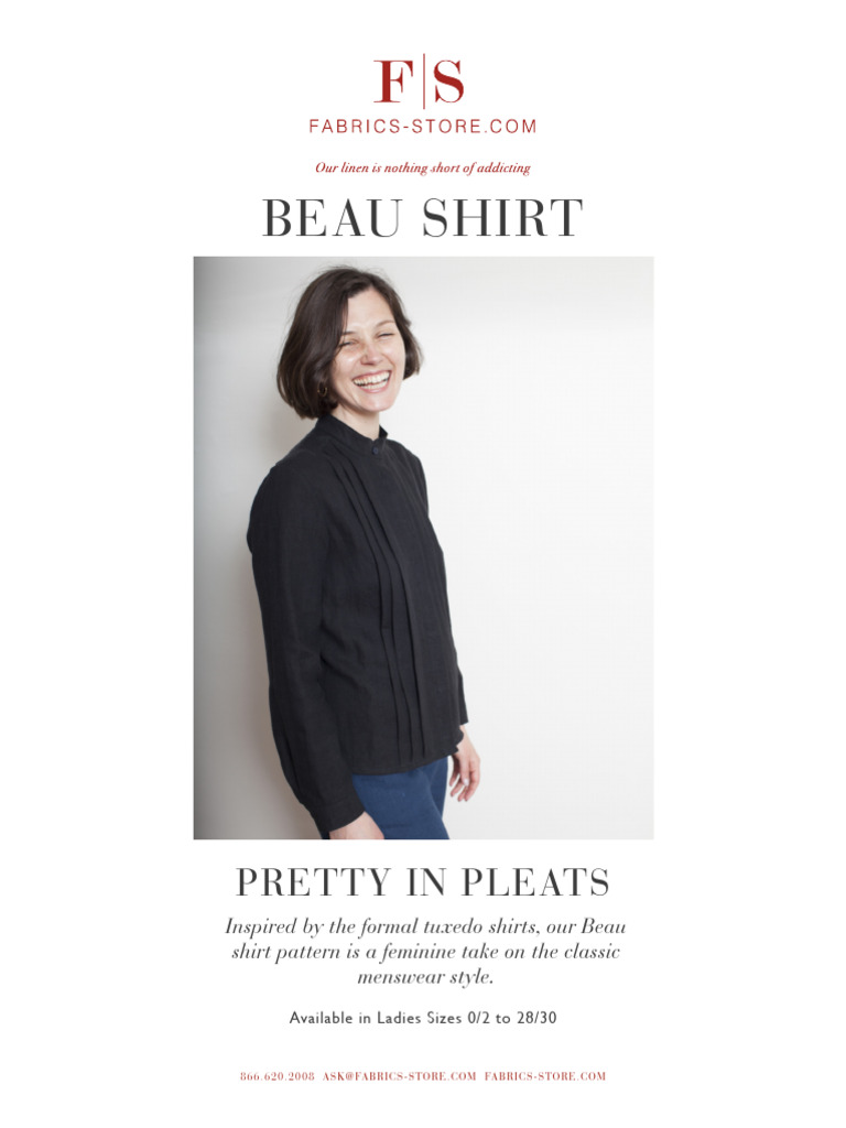 Fabrics-store-Beau Pleated Shirt Pattern-1 | PDF | Seam (Sewing ...
