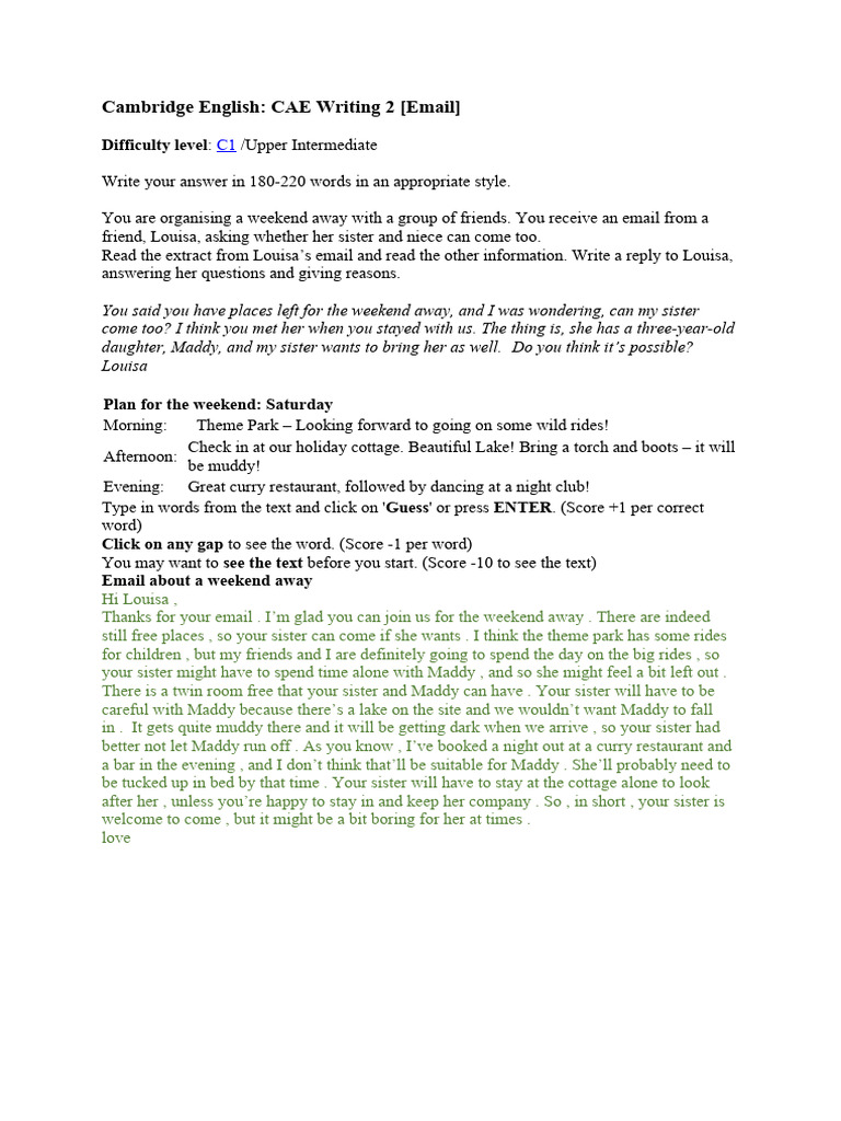 Cambridge English CAE Writing | PDF