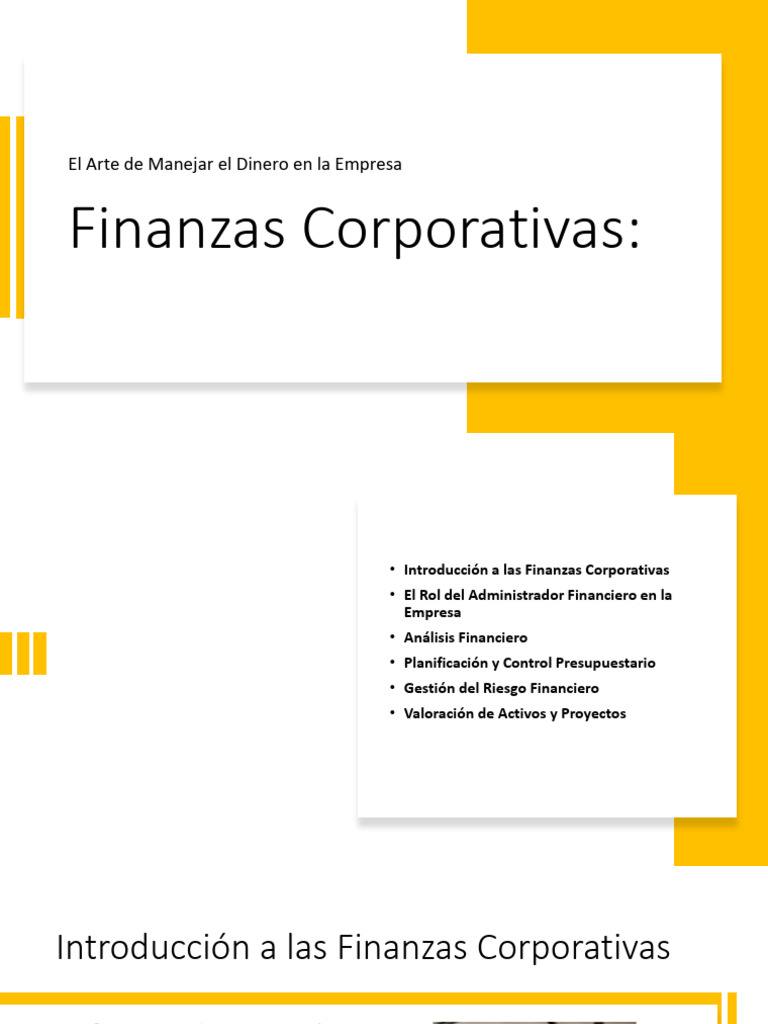 Finanzas Corporativas - PPT Clase01 PDF | PDF | Business | Negocios económicos