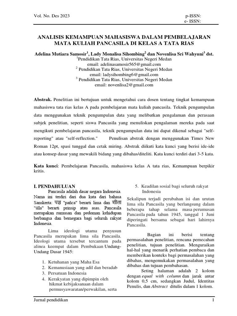 Kerangka Jurnal Model | PDF