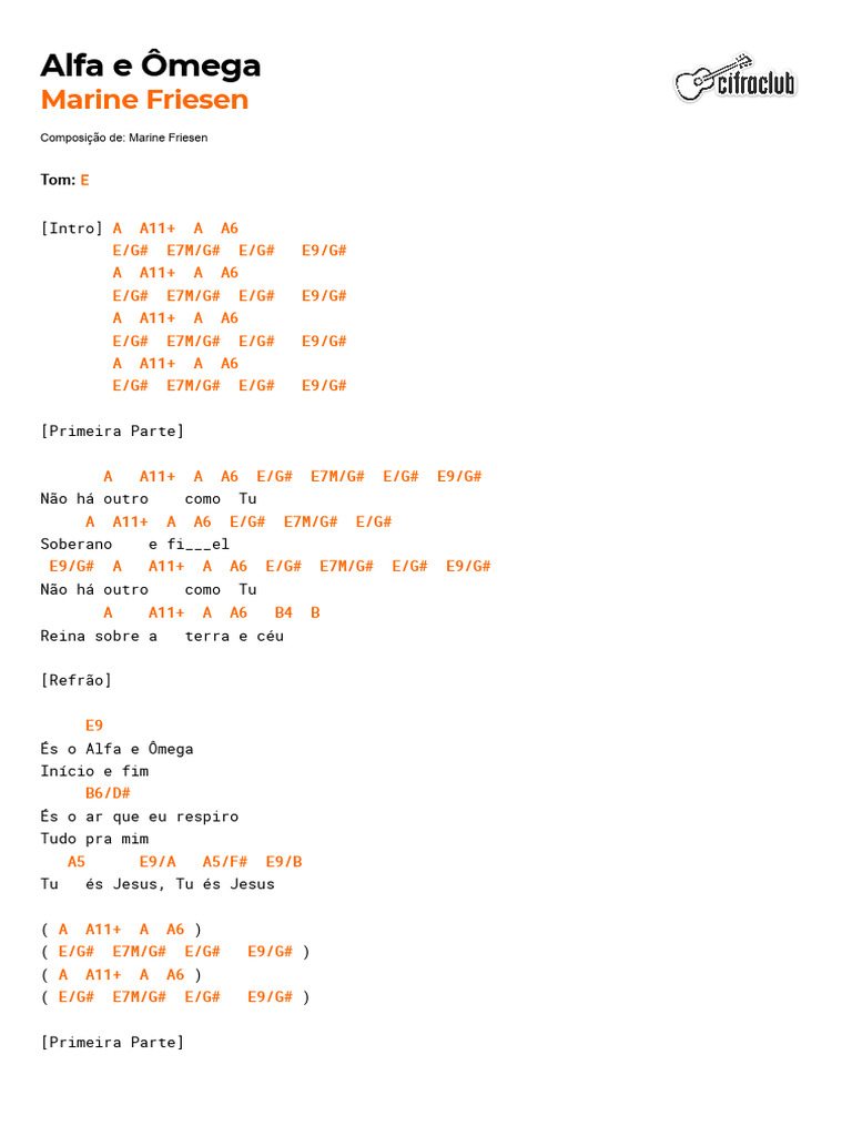 Cifra Club - Marine Friesen - Alfa e Ômega | PDF