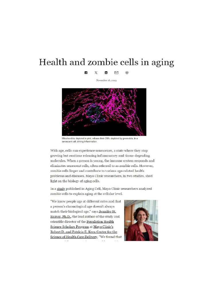 Health and Zombie Cells in aging-study | PDF