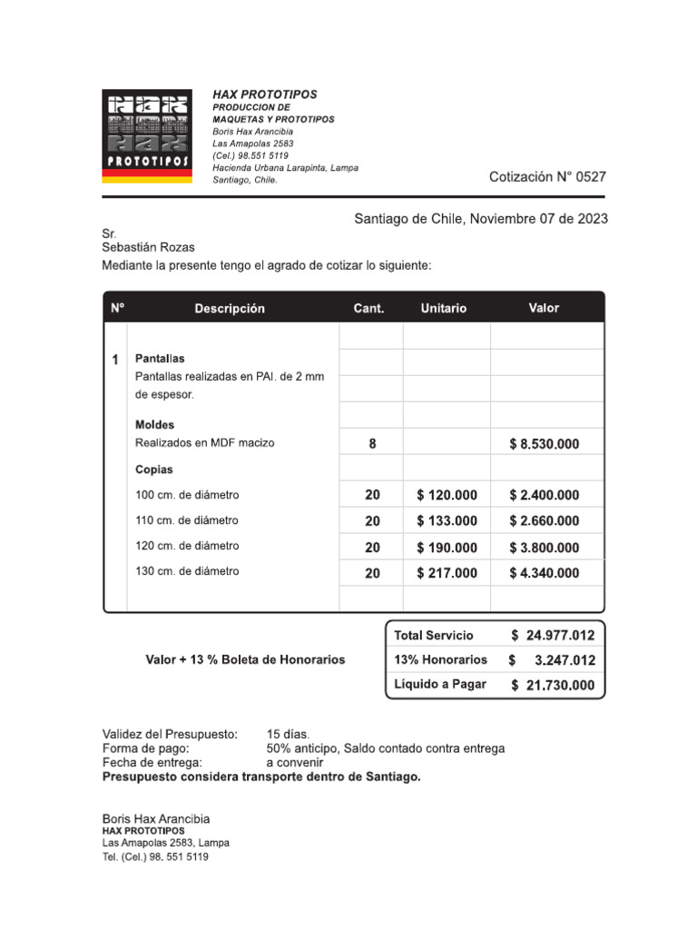 Cotización 0527 | PDF
