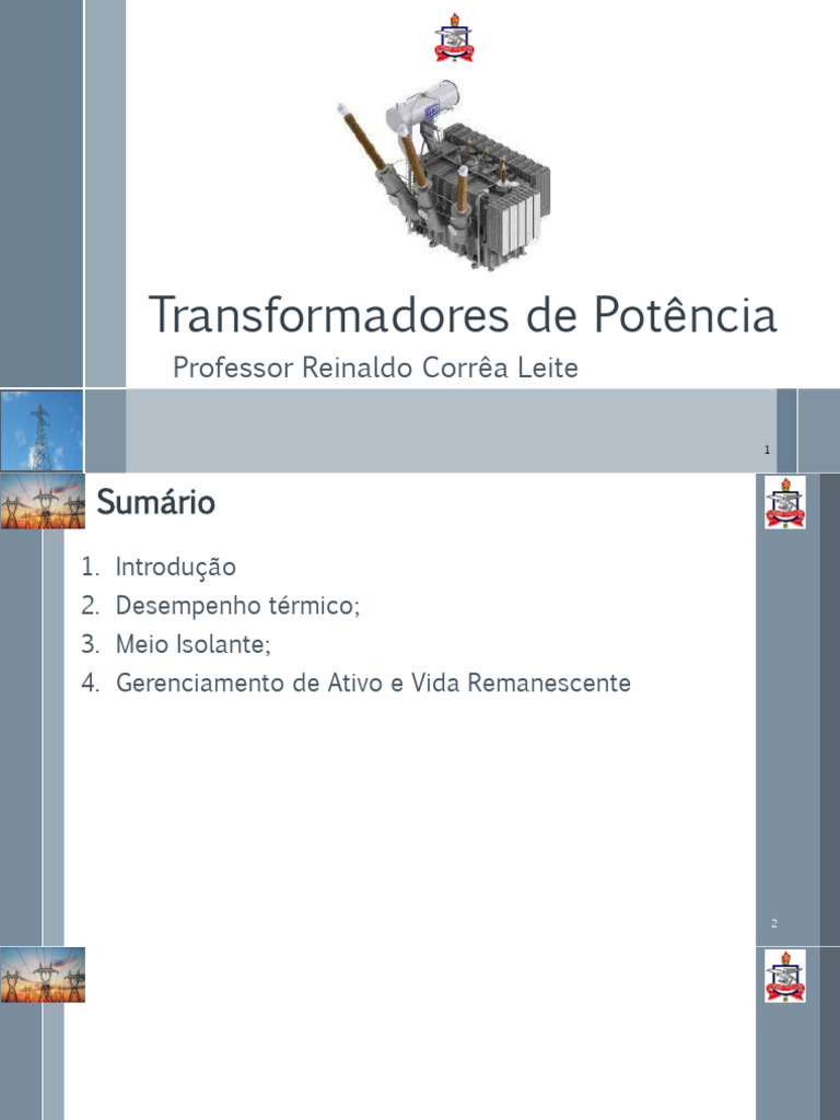 01-Transformadores de Potência | PDF | Calor | Transformador