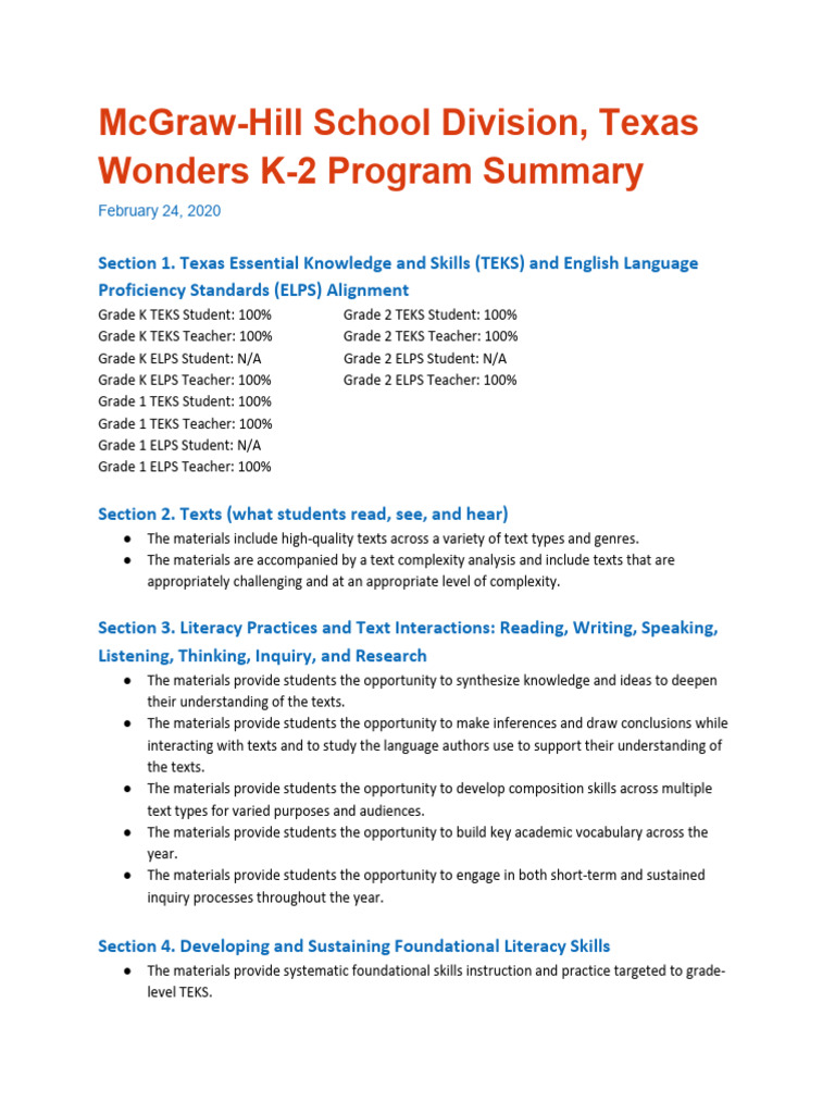 McGraw-Hill Grade 2 Final Report | PDF