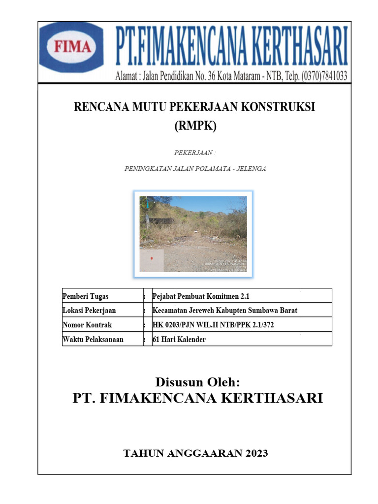 Rencana Mutu Pekerjaan Konstruksi 2023 | PDF