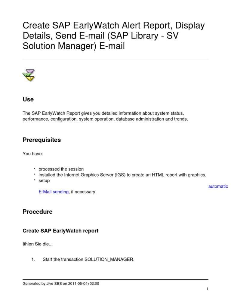 SAP EarlyWatch Alert Guide | PDF | Computers