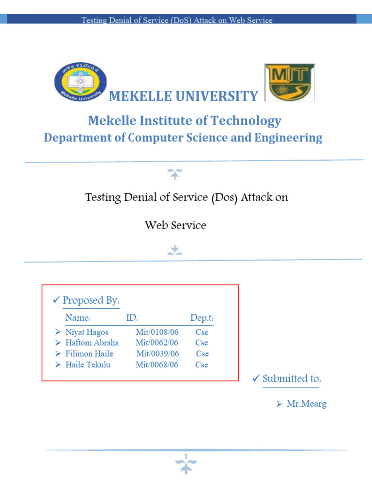 Mekelle University: Mekelle Institute of Technology | PDF | Denial Of ...