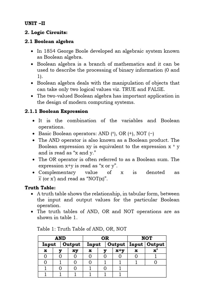 unit3_Boolean_Algebra_combinationalCircuits | PDF | Logic Gate ...
