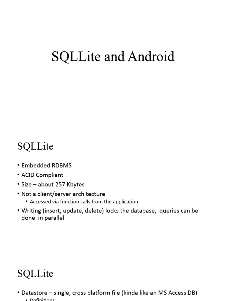 LA Android Unit 4 | PDF | Databases | Data Management Software LA Android Unit 4 | PDF | Databases | Data Management Software