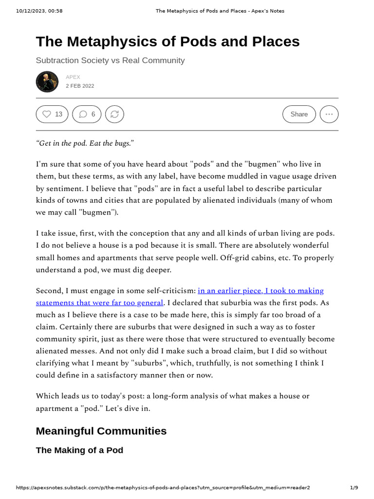 The Metaphysics of Pods and Places - Apex’s Notes | PDF