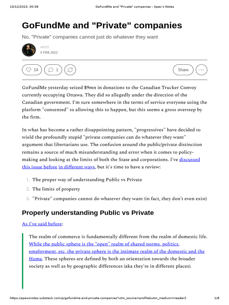 GoFundMe and - Private - Companies - Apex's Notes | PDF | God | Free Will