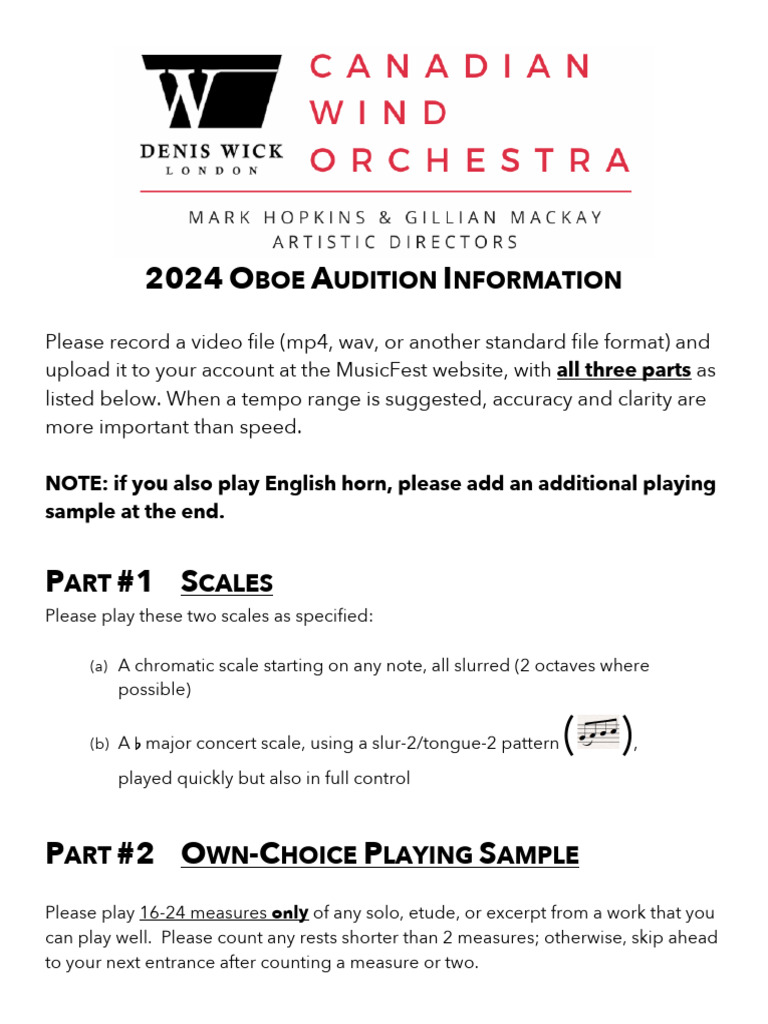 2 Oboe Auditions 2024 | PDF