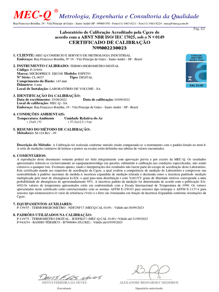 Termôhigrometro Digital CERTIFICADO | PDF | Metrologia | Science