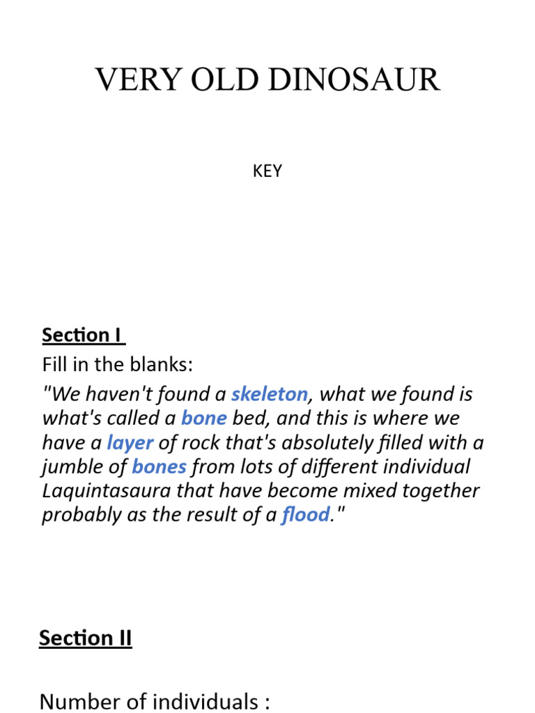 Very Old Dinosaur-key | PDF | Dinosaurs | Paleontology