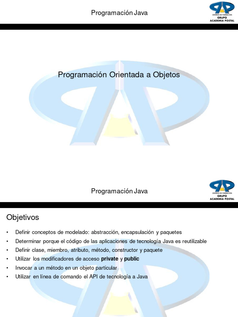 Programación Orientada A Objetos | PDF | Java (lenguaje de programación) | Objeto (informática)
