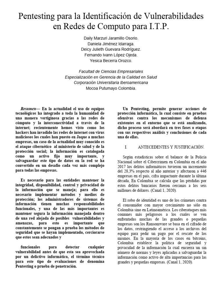 Articulo Pentesting | PDF | Prueba de penetración | Vulnerabilidad ...