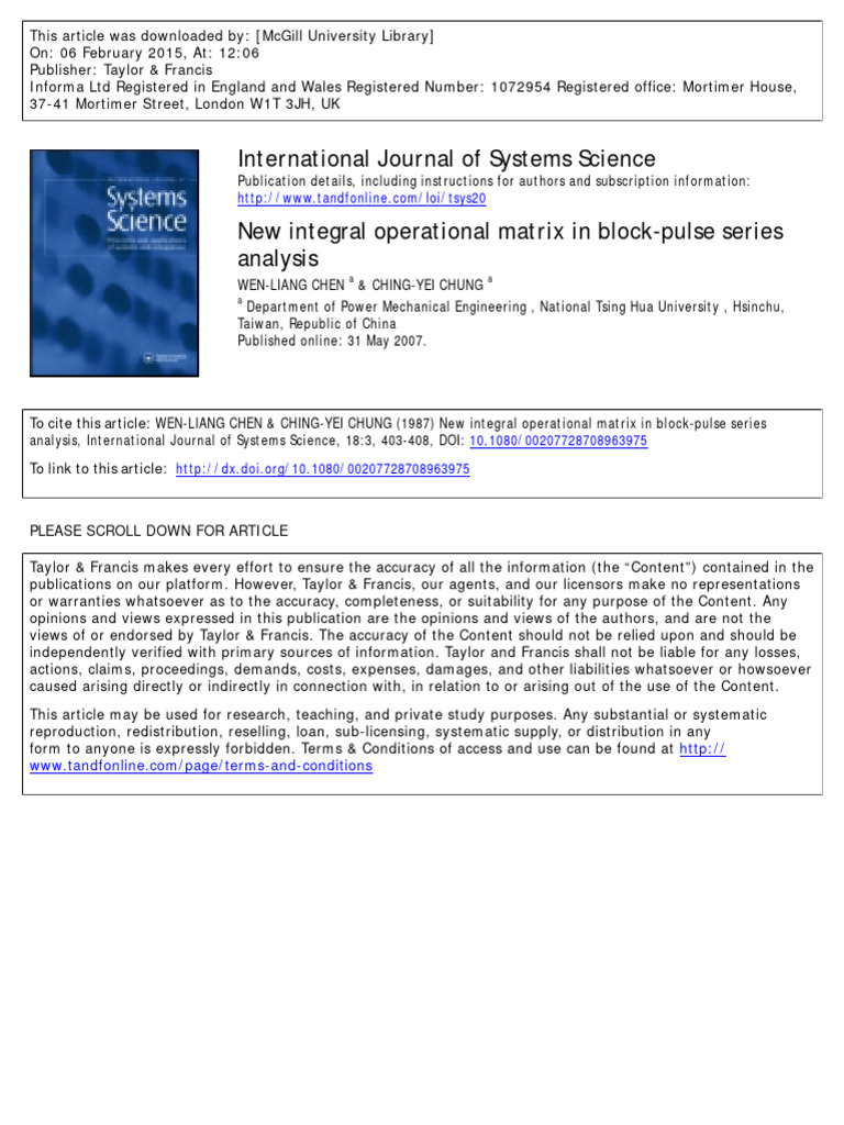 Operational Matrix in Block-Pulse Series | PDF | Matrix (Mathematics ... Operational Matrix in Block-Pulse Series | PDF | Matrix (Mathematics ...