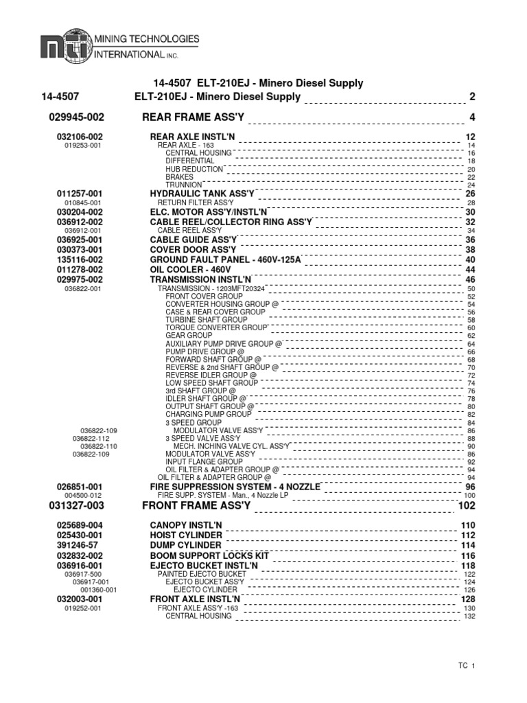 Mtii 14-4507 Elt-210 Manual Partes | PDF | Axle | Equipment