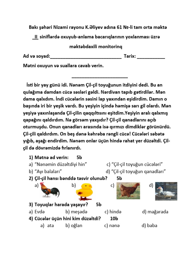 Monitorinq 2 Sinif | PDF