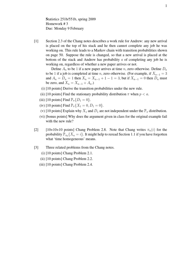 Advanced Markov Chain Homework | PDF