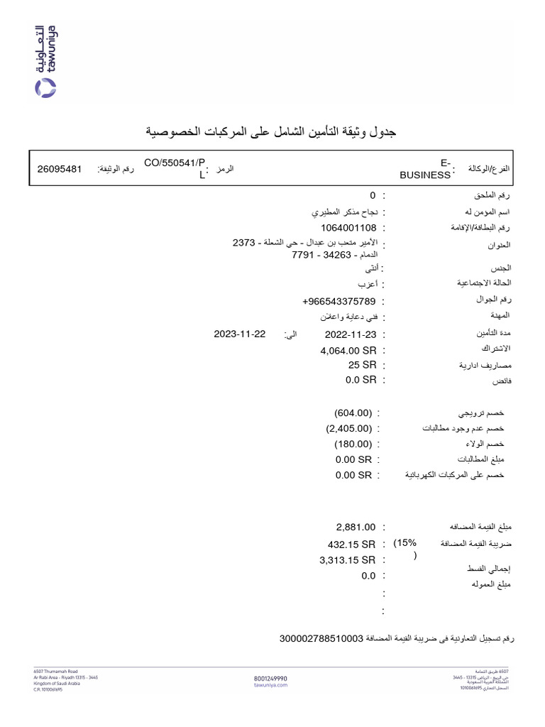 Policy Schedule | PDF