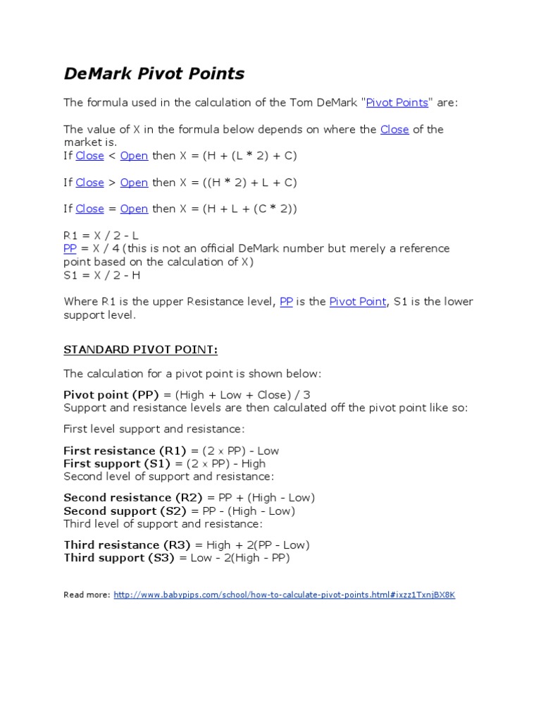 DeMark Pivot Points | PDF