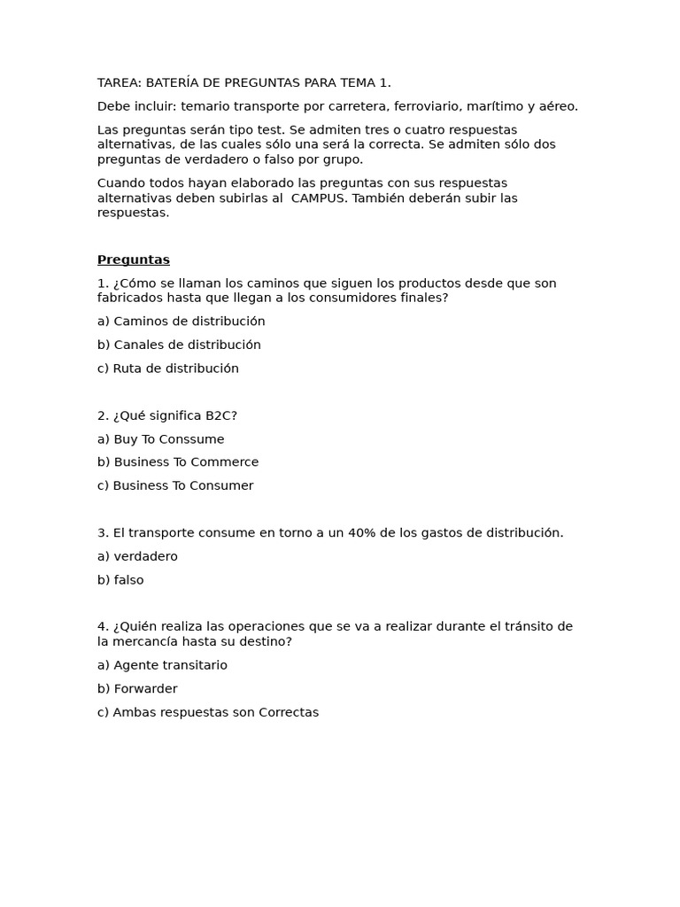 TAREA TEMA 1 BATERIA DE PREGUNTAS Pablo Rebollo | PDF | Negocios