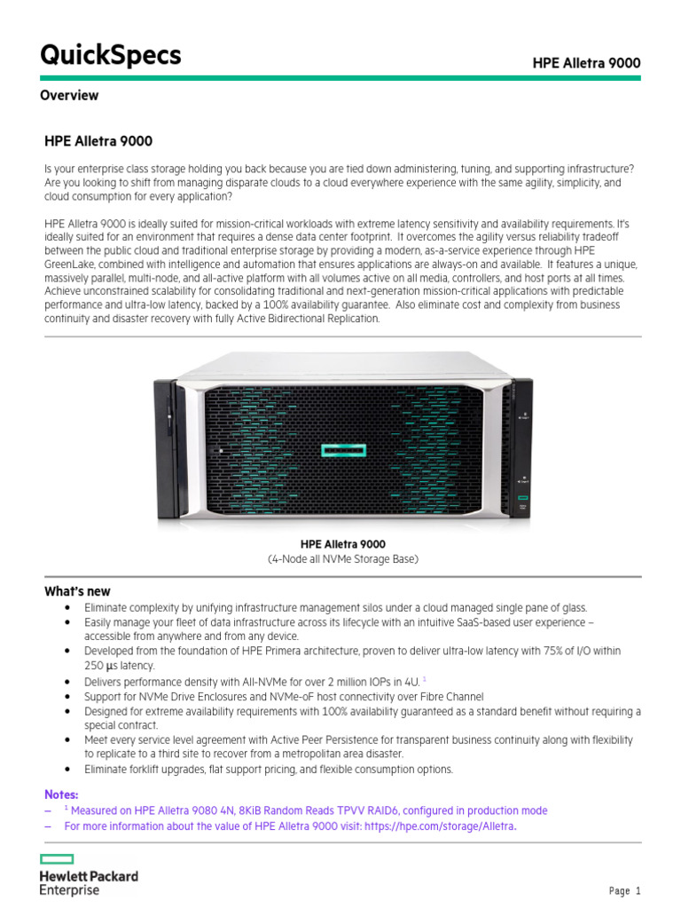 HPE Alletra 9000-A50002571enw | PDF | Cloud Computing | Power Supply