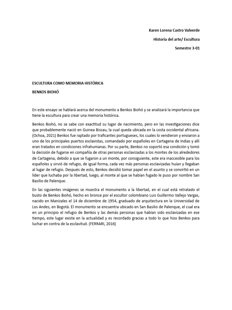 Escultura Benkos Biohó | PDF