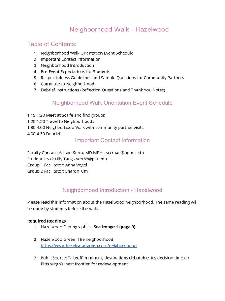 Hazelwood Neighborhood Walk Guide | PDF