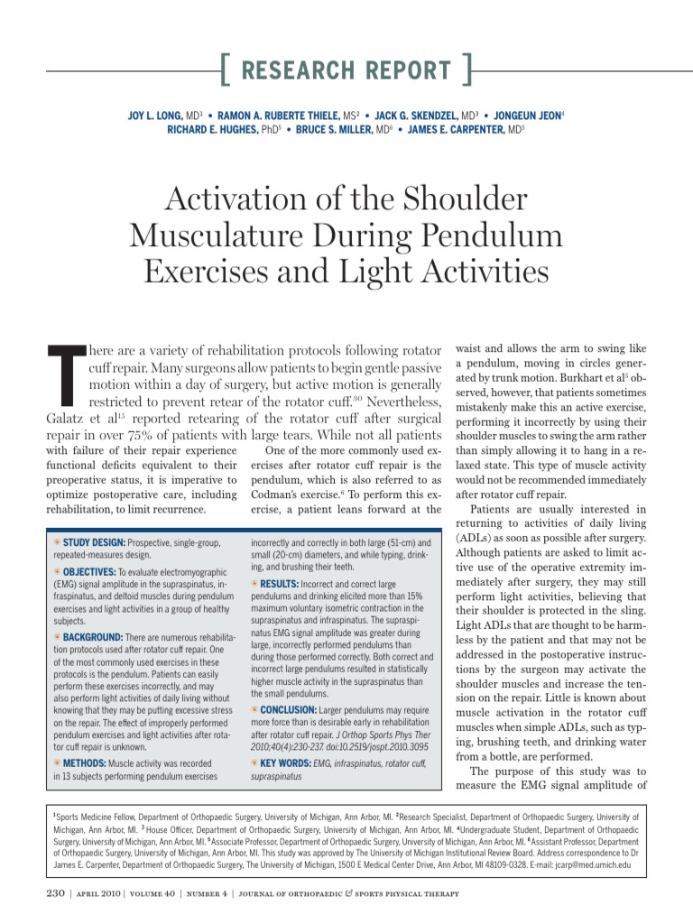 Activation of The Shoulder Musculature During Pendulum Exercises and ...