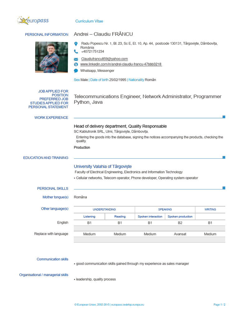 CV - Frâncu Andrei | PDF