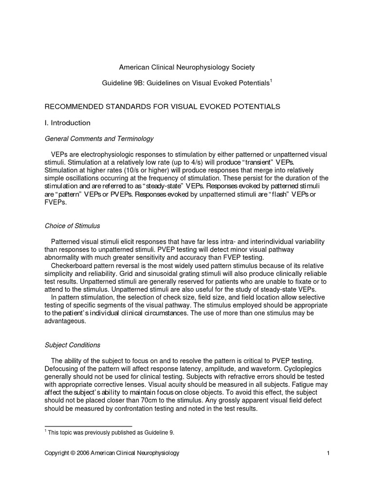 ACNS (09B) Guidelines On Visual Evoked Potentials | PDF | Neuroscience ...