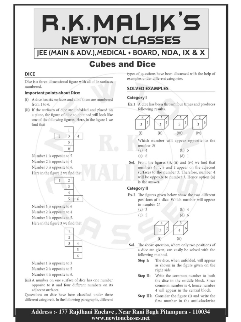 Cubes and Dice | PDF