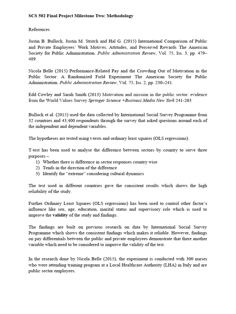 SCS 502 Final Project Milestone Two | PDF | Ordinary Least Squares | Experiment