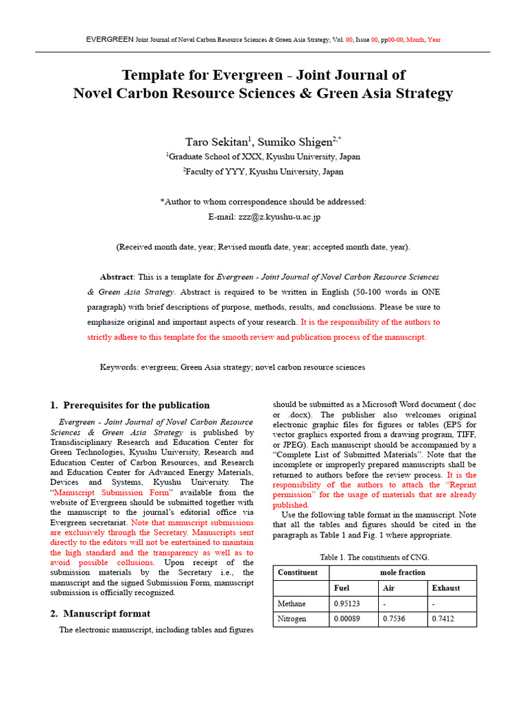 Evergreen Manuscript Template September2019 | PDF | Enthalpy | Citation