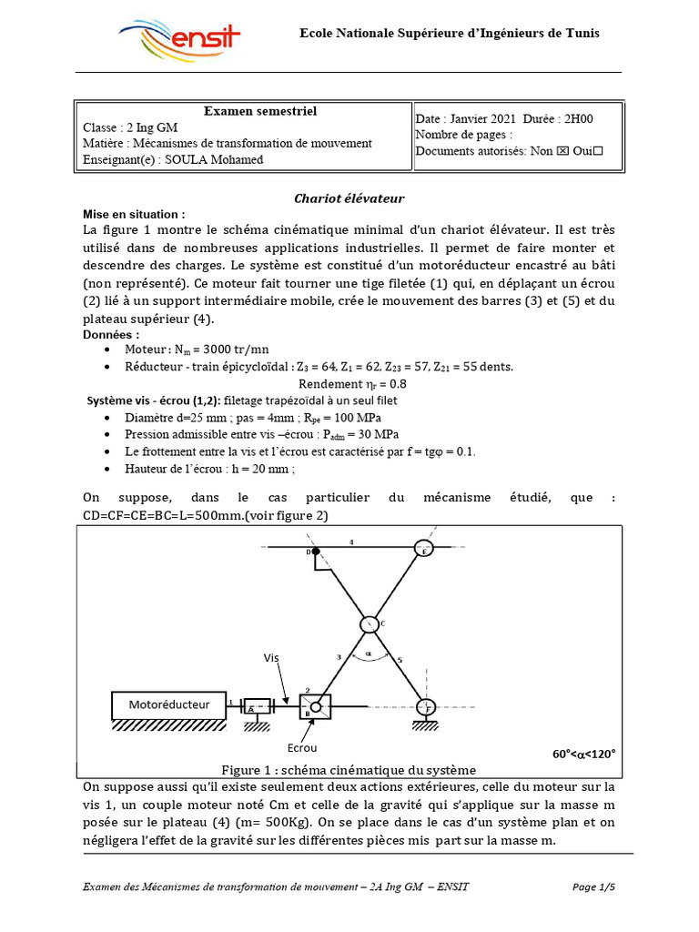 Exam de TR de MVT - Janvier 2021 - Soula Med | PDF