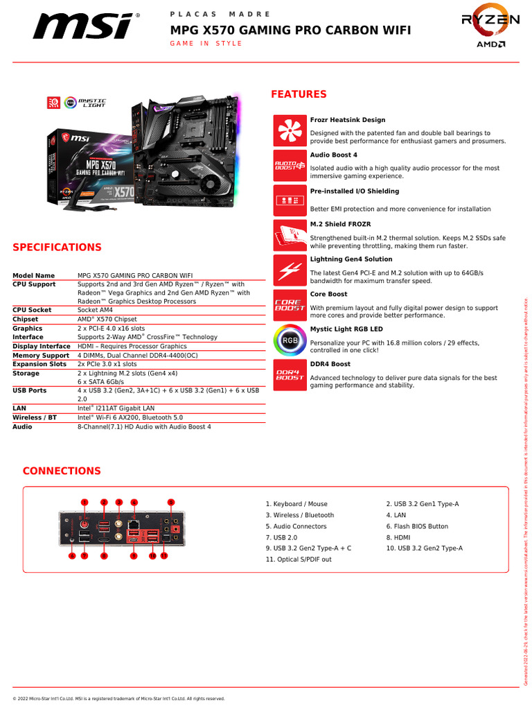 MPG X570 Gaming Pro Carbon Wifi | PDF | Usb | Personal Computers